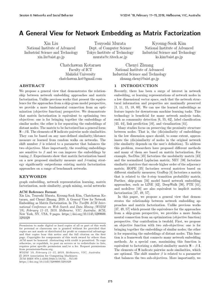 A General View For Network Embedding As Matrix Factorization | PDF ...