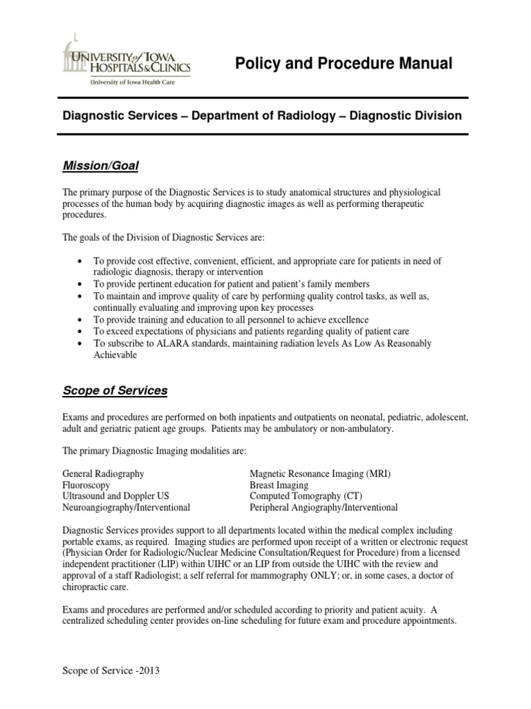 Scope of Services | PDF | Radiology | Medical Imaging