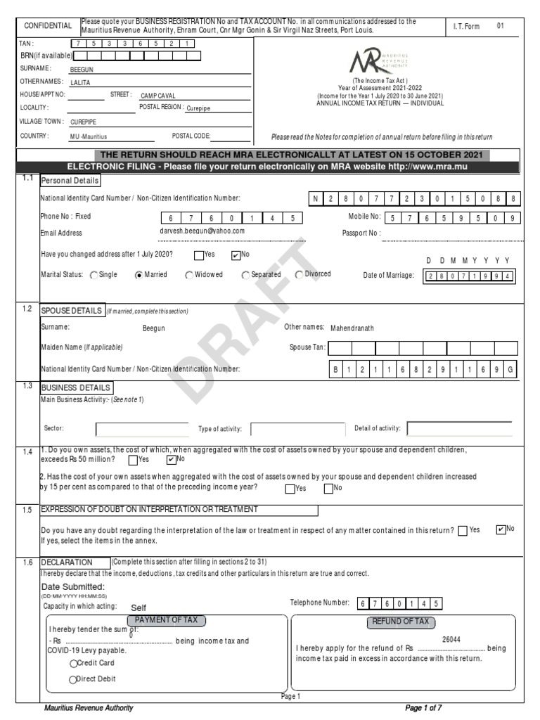 Draft: The Return Should Reach Mra Electronicallt at Latest On 15 ...