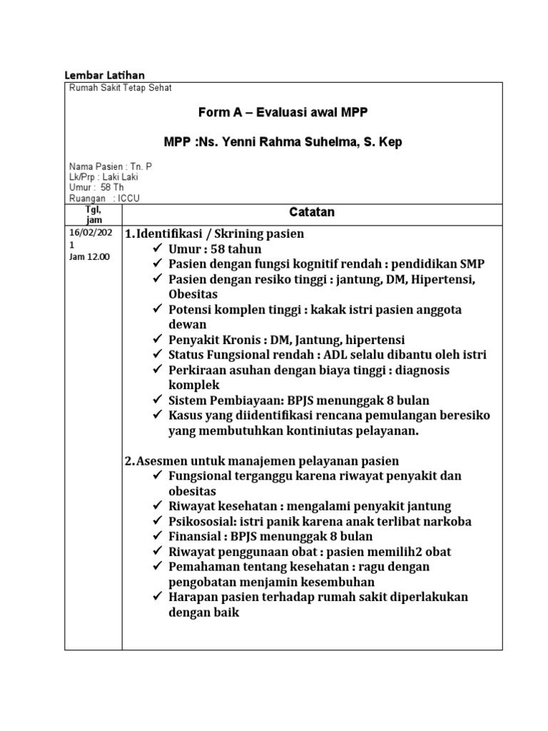 Latihan MPP From A RSJ HB Saanin Padang | PDF