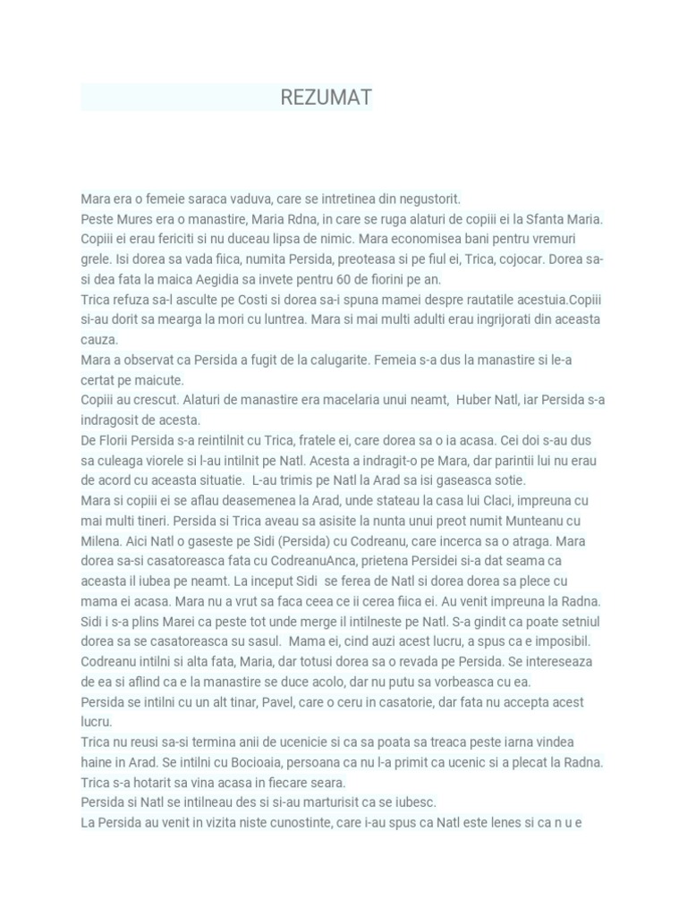 Rezumat Mara | PDF