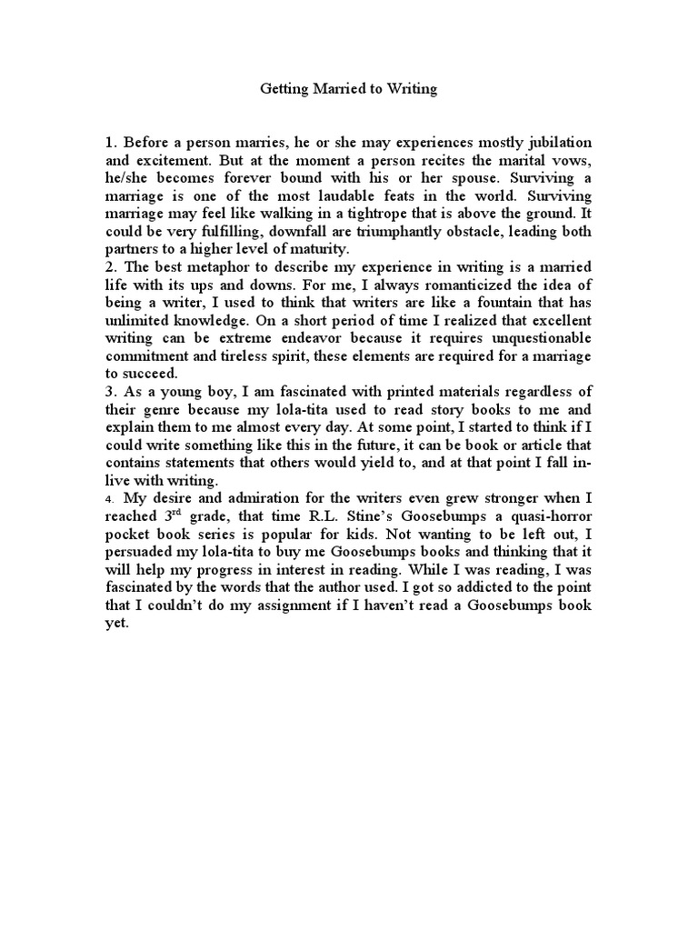 Getting Married To Writing | PDF