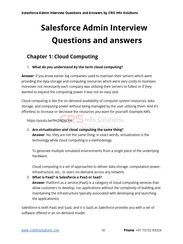 Salesforce Admin Interview Questions and Answers PDF | PDF | Cloud Computing | Software As A Service