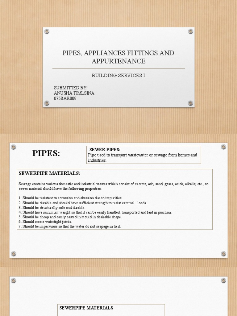 Pipes, Fitttings and Appurtenance | PDF | Sanitary Sewer | Storm Drain