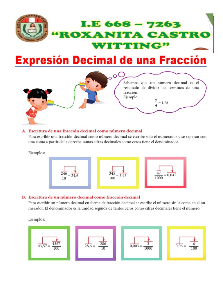 12 04 Expresión Decimal de Una Fracción | Descargar gratis PDF ...