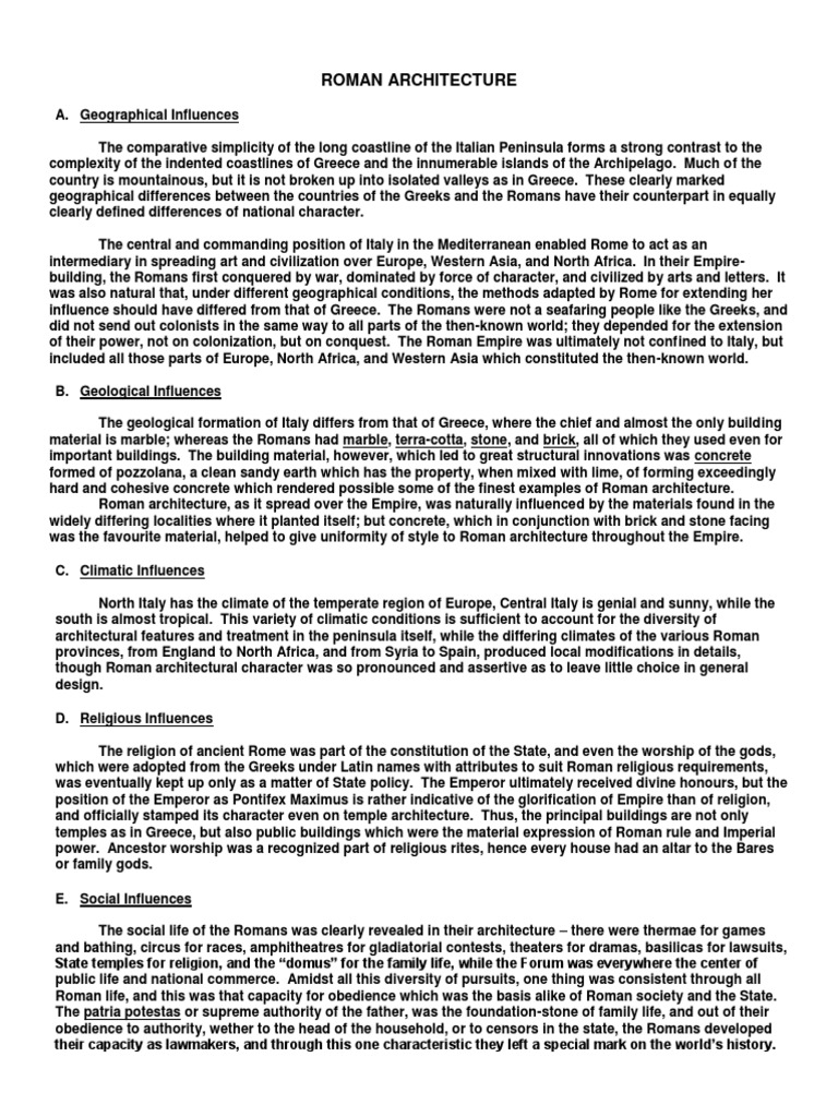 Handout Roman Architecture | PDF | Vault (Architecture) | Roman Empire