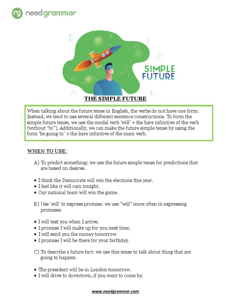 The Simple Future: When To Use | PDF | Linguistics | Languages