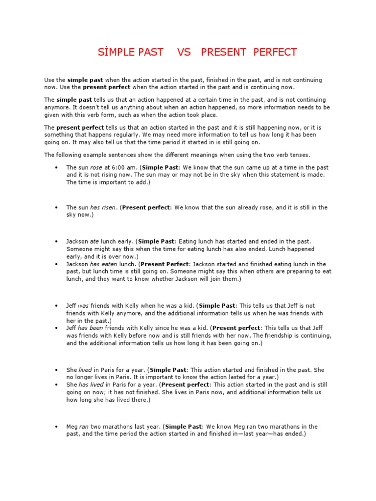 Simple Past Vs Present Perfect | PDF | Grammar | Linguistics