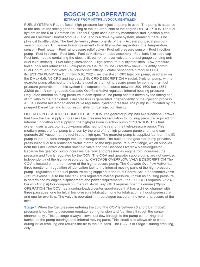 Bosch Fuel System Common Rail | Download Free PDF | Pump | Fuel Injection