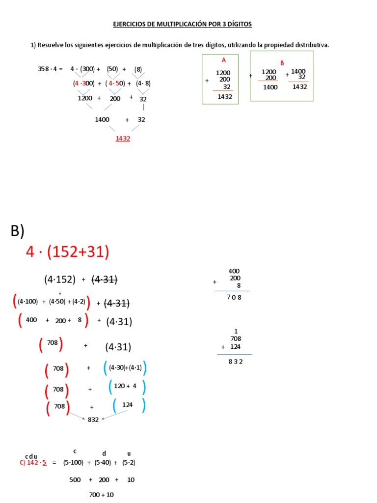 Multiplicaciones de 3 Dígitos | PDF