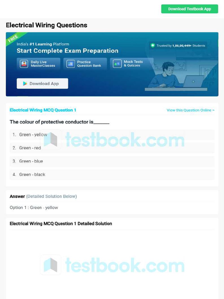 MCQ On Electrical Wiring 5eea6a0939140f30f369da09 | PDF