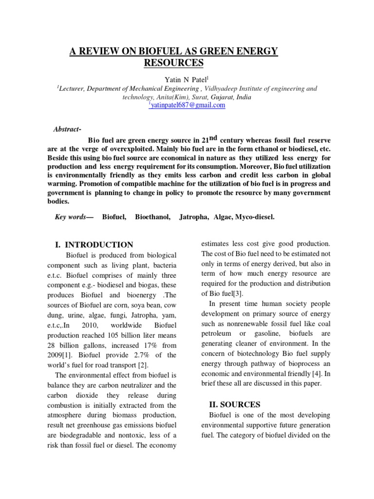 Biofuel Paper | PDF | Biofuel | Algae Fuel