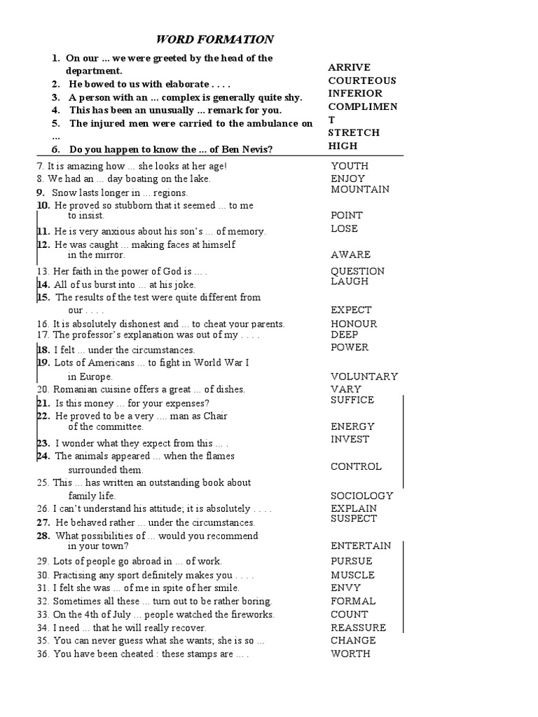 1000 Word Formation | PDF