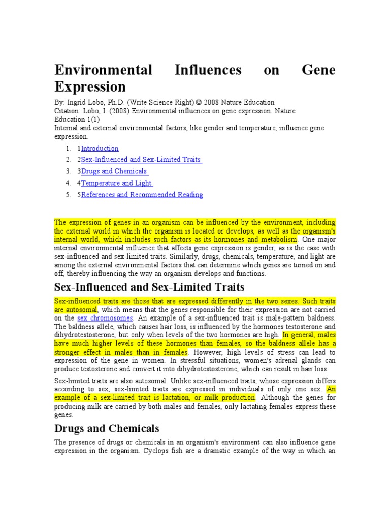 Environmental Influences On Gene Expression | PDF | Hair Loss | Biology