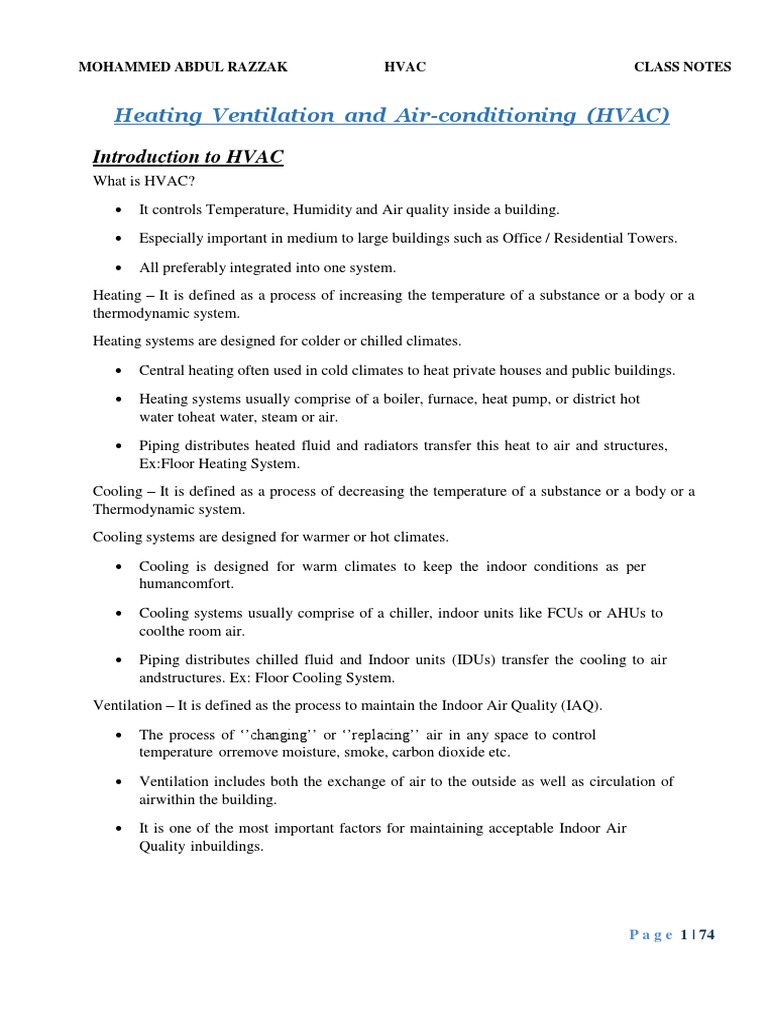 Hvac Notes With Manual Heat Load Calculations | Download Free PDF ...