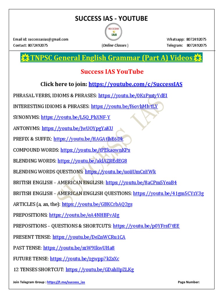 Success IAS Grammar Exercises | PDF | English Grammar | English Language