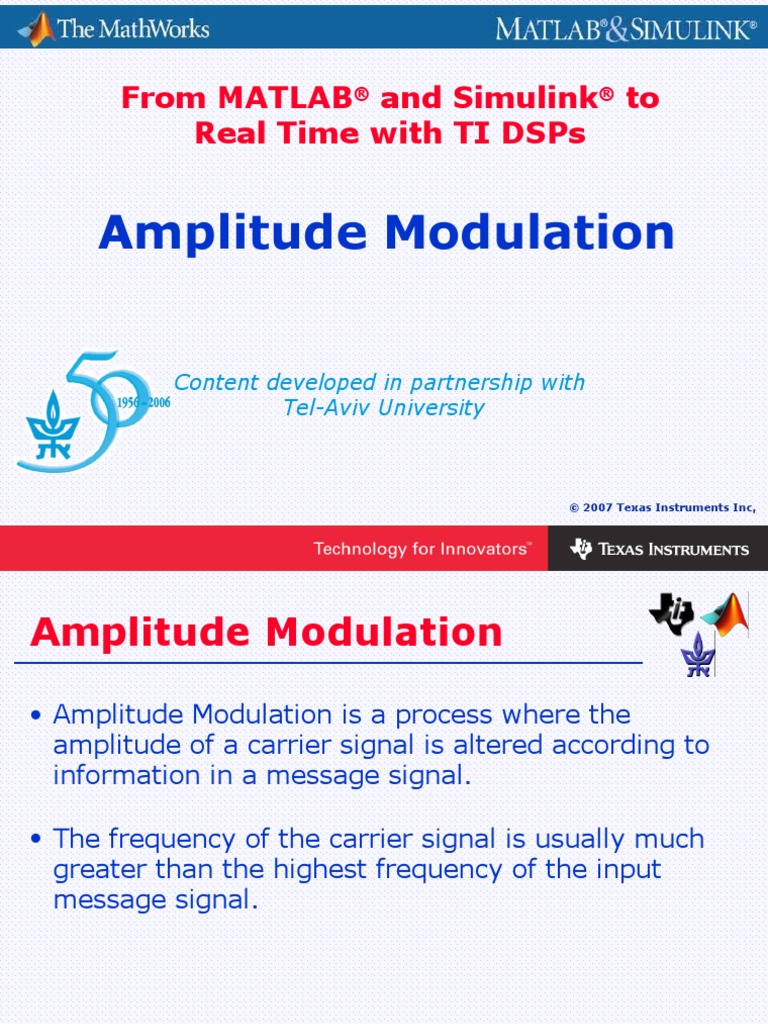 Amplitude Modulation From Matlab And Simulink To Real Time With Ti Dsps Pdf Modulation Radio