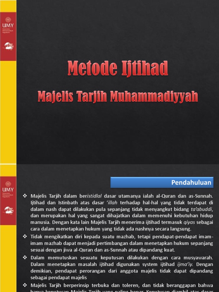 13 Metode Ijtihad Majelis Tarjih Muhammadiyah (E-Learning) | PDF