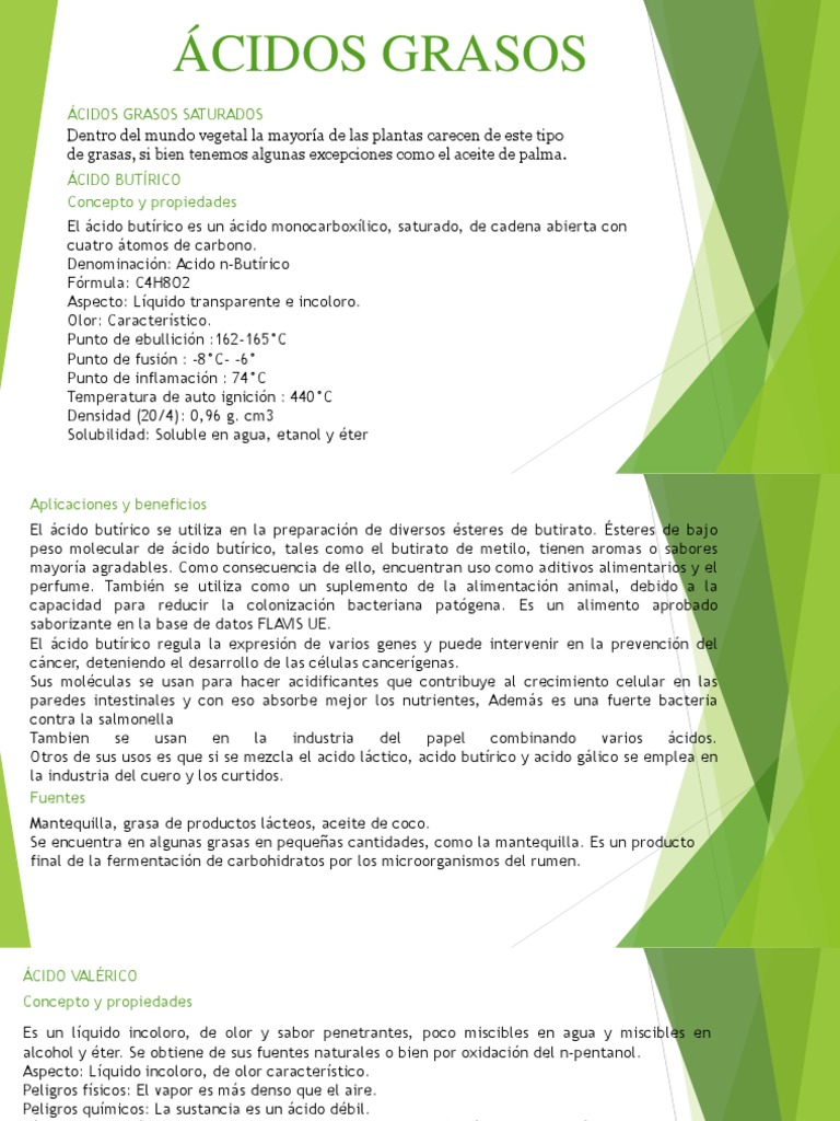 Propiedades y Usos de Ácidos Grasos | PDF | Ácido Graso Omega 3 | gordo