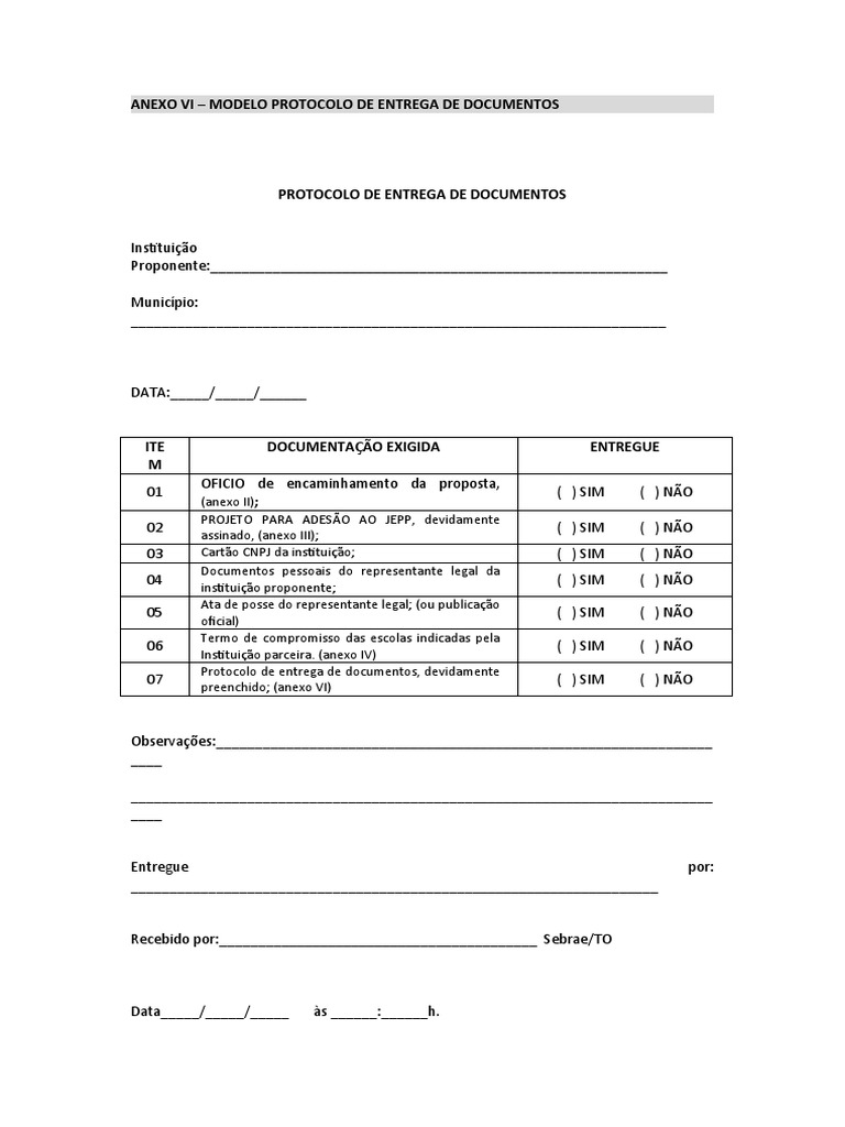 Protocolo de entrega de documentos JEPP | PDF