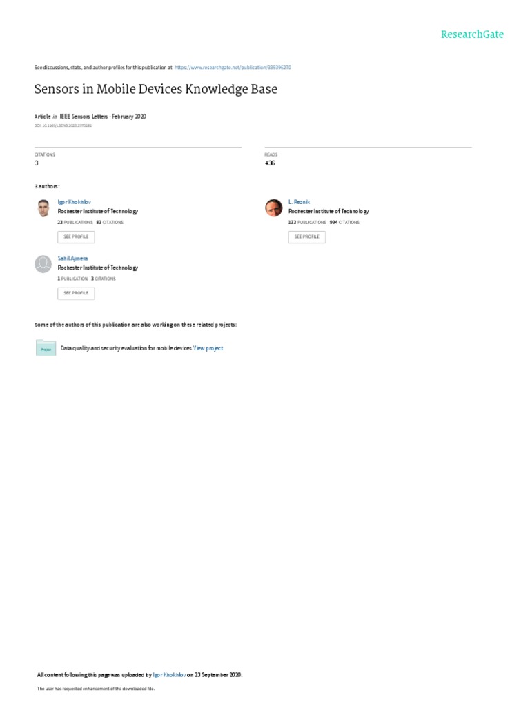Sensors in Mobile Devices Knowledge Base | PDF | Cluster Analysis ...