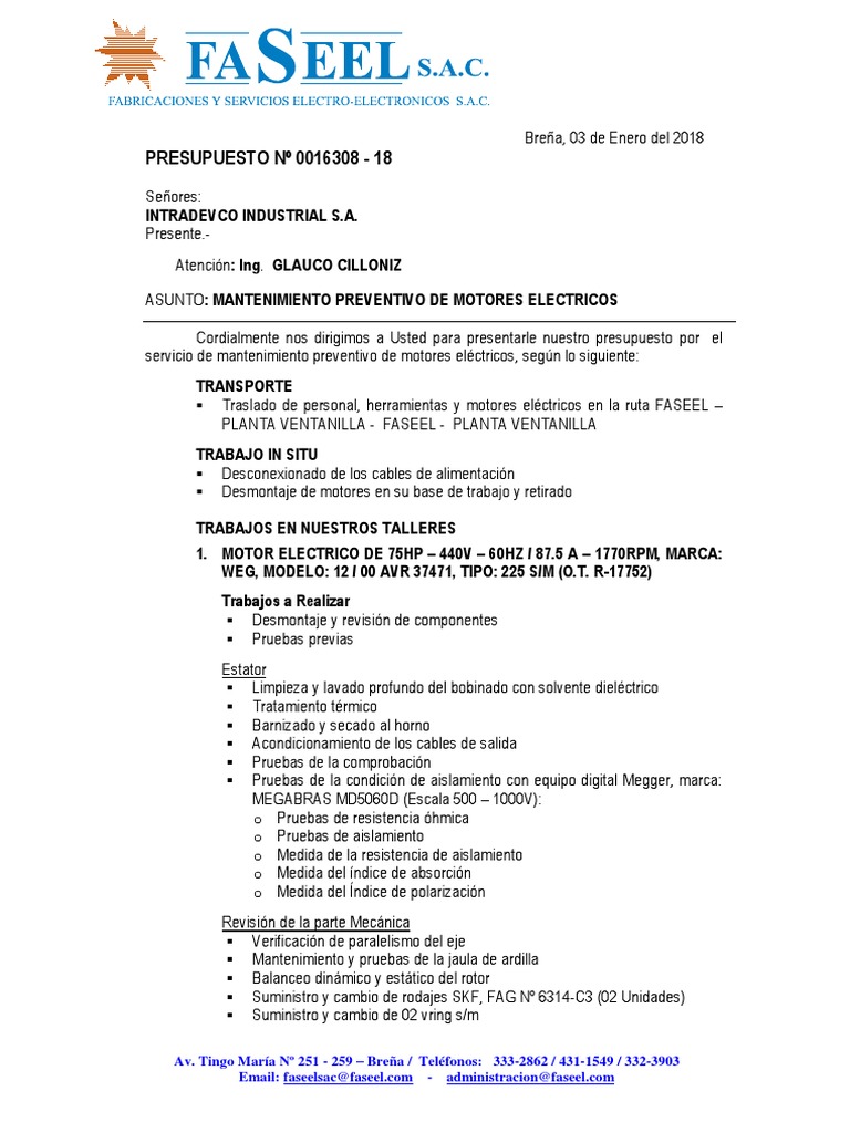Cotizacion de Faseel 2018 Enero | PDF | Dispositivos magnéticos | Bienes manufacturados