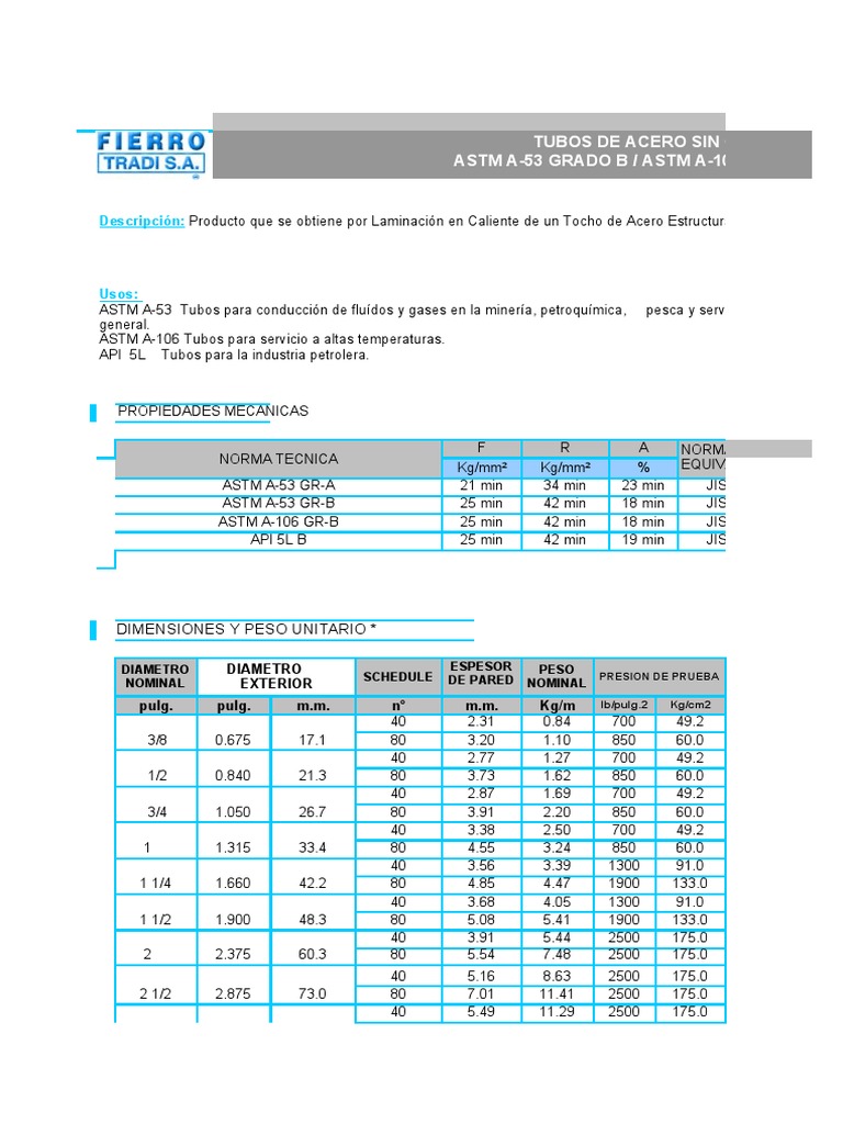 Catalogo de Tuberia (Tradisa S.a.) | PDF | Tecnologías de gas | Materiales