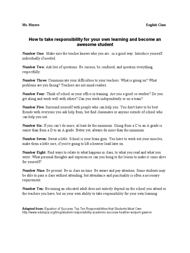 How To Take Responsibility For Your Own Learning and Become An Awesome ...