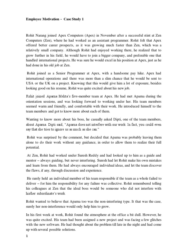 Employee Motivation - Case Study 1 | PDF | Motivation | Motivational