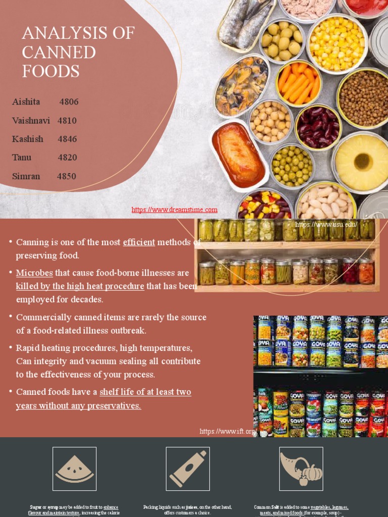 Canned Food Analysis and Preservation | PDF | Canning | Ph
