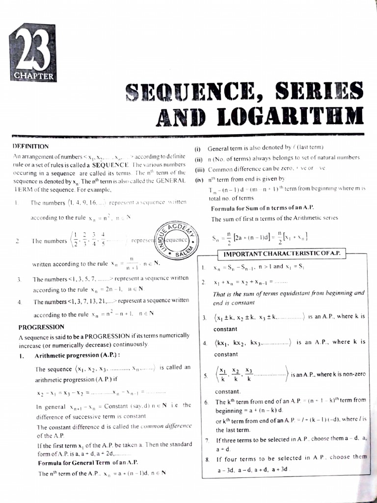 Sequences, Series, and Logarithms Explained | PDF | Logarithm ...