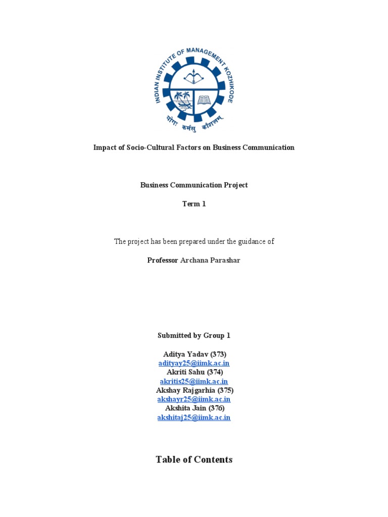Socio-Cultural Impact on Business Communication | PDF | Communication ...