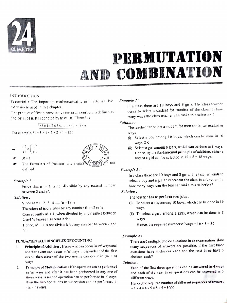 Permutation and Combination | PDF | Permutation | Numbers