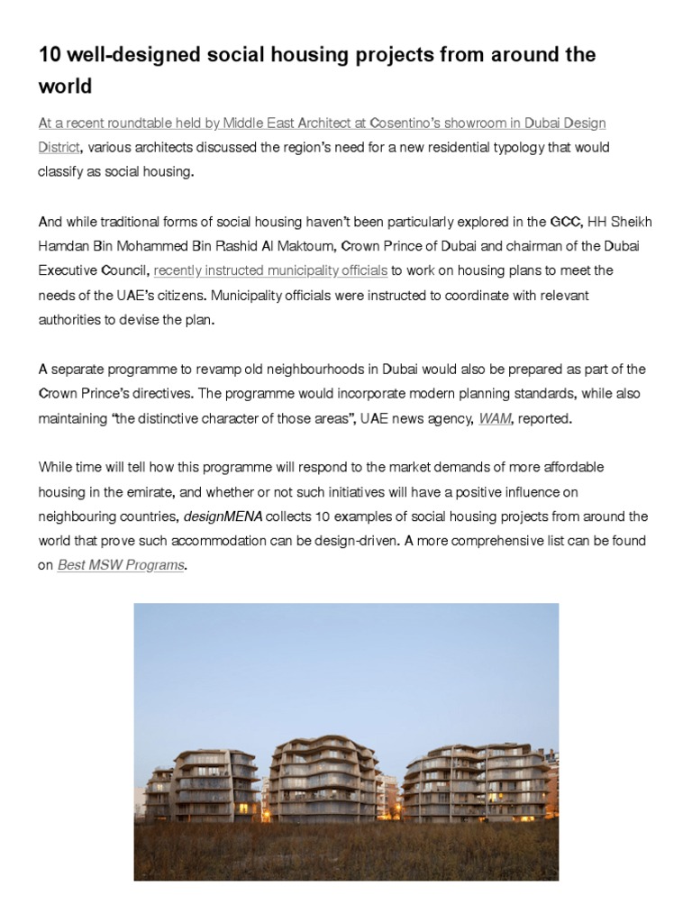 10 Well-Designed Social Housing Projects From Around The World | PDF ...