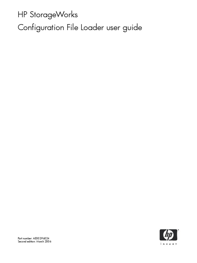 HP Storageworks Configuration File Loader User Guide: Part Number ...