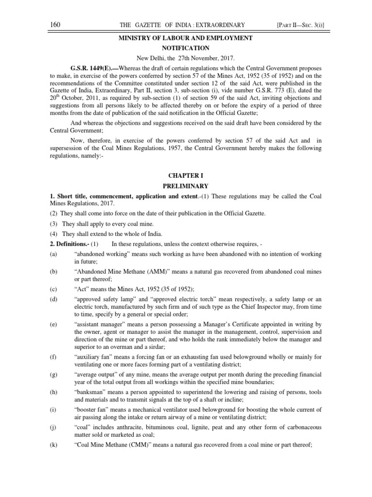 Coal Mines Regulation 2017 | PDF | Academic Degree | Coal Mining