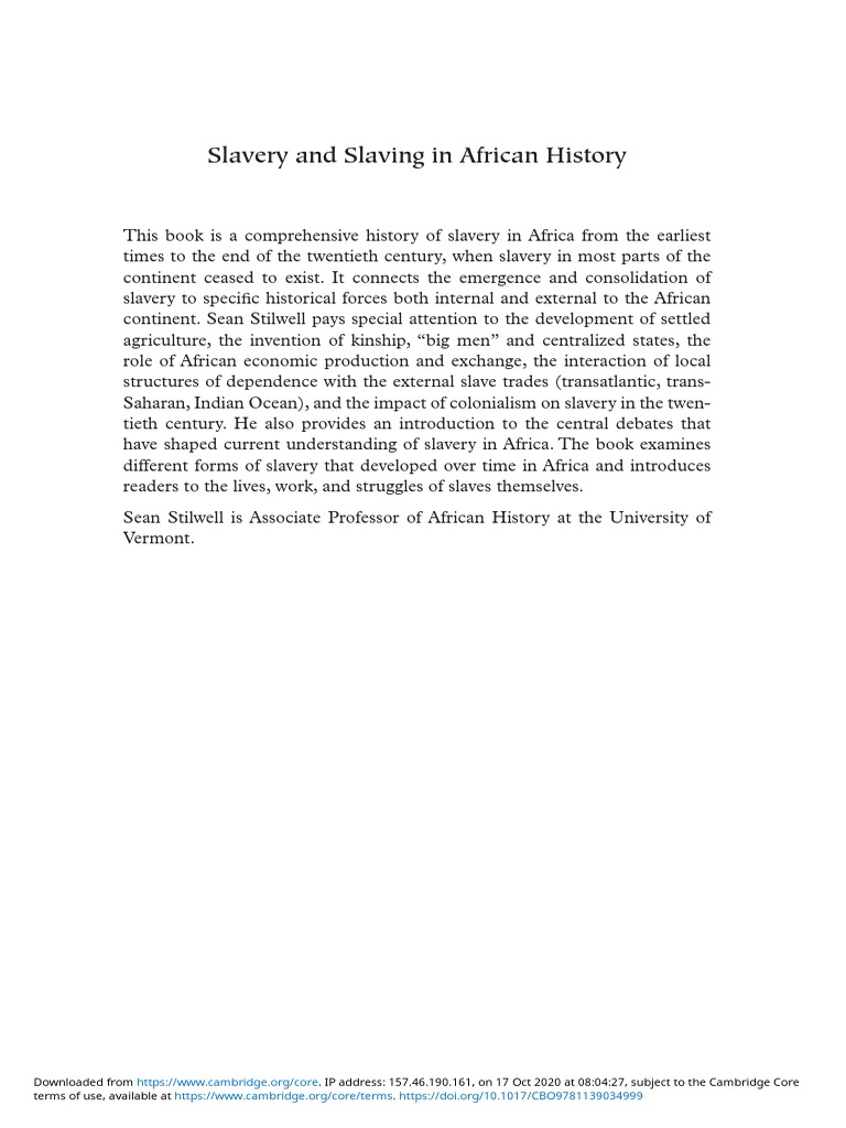 Slavery and Slaving in African History | PDF | Slavery