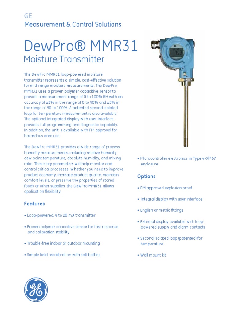 Dewpro Mmr31 Brochure English 0 | PDF | Humidity | Metrology
