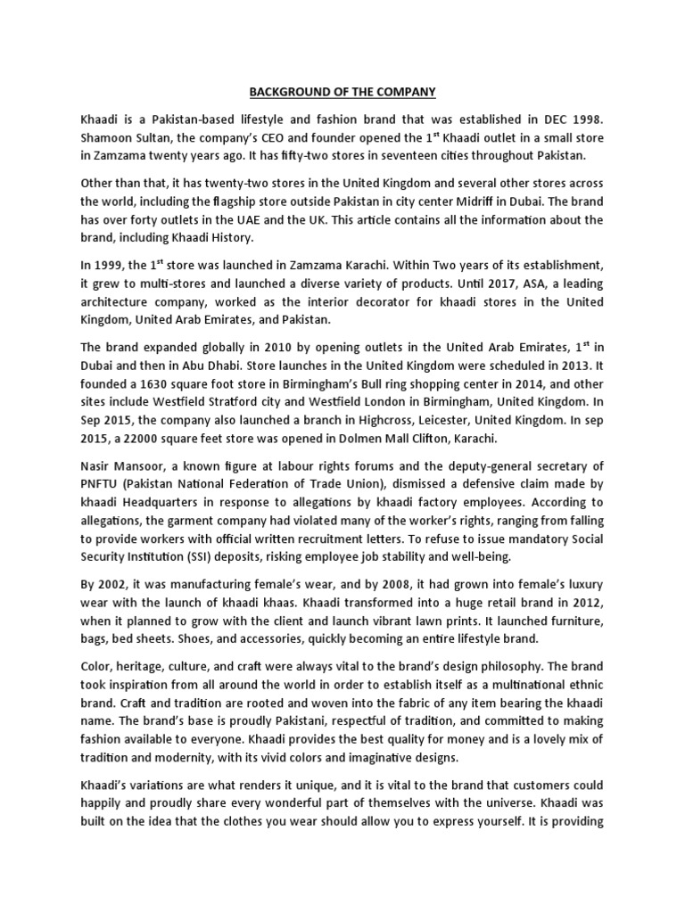 Khaadi Founding Date: December 13, 1998 | PDF | Economies | Business