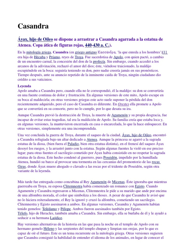 Cassandra | PDF | Cassandra | Mitología Griega De Anatolia
