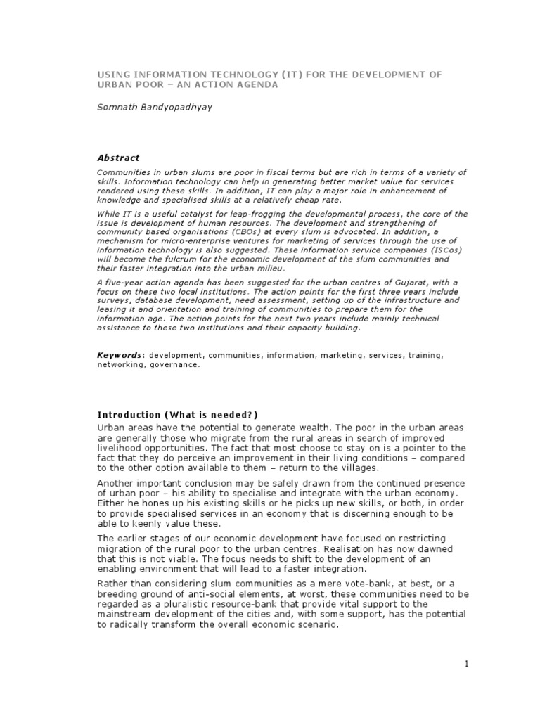 Urban Action Plan | PDF | Slum | Governance