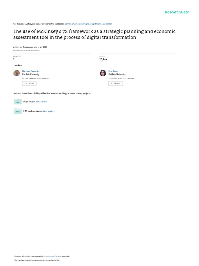 The Use of McKinsey S 7S Framework As A Strategic | PDF | Strategic ...