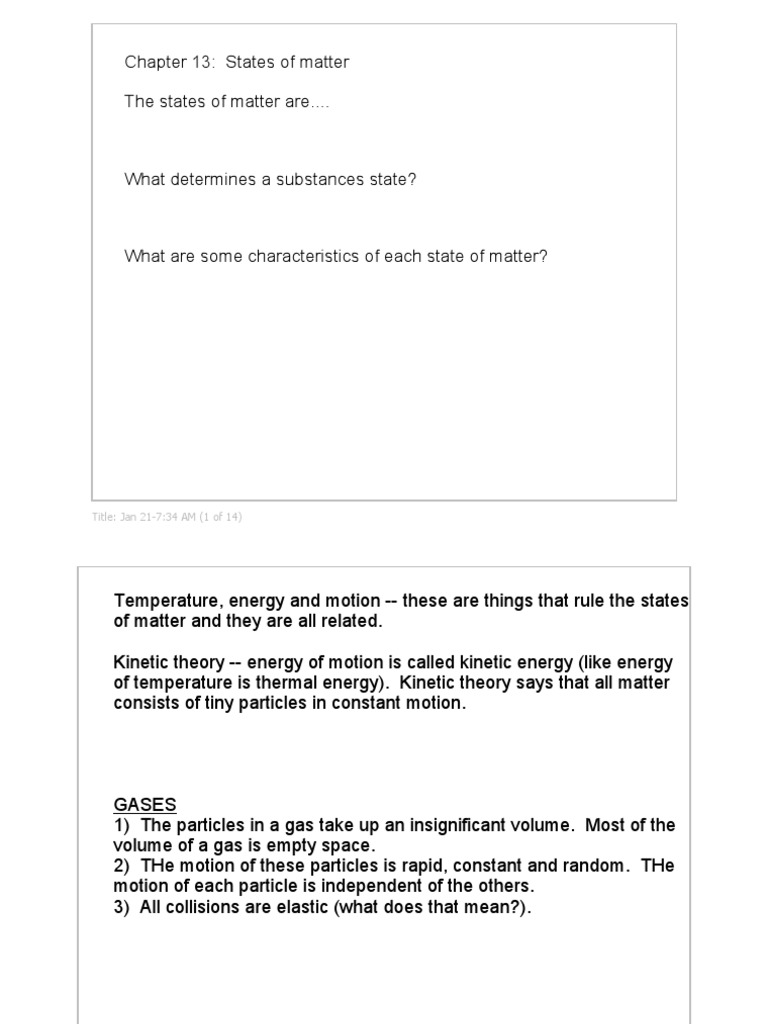 Chapter 13 States of Matter | PDF | Evaporation | Gases