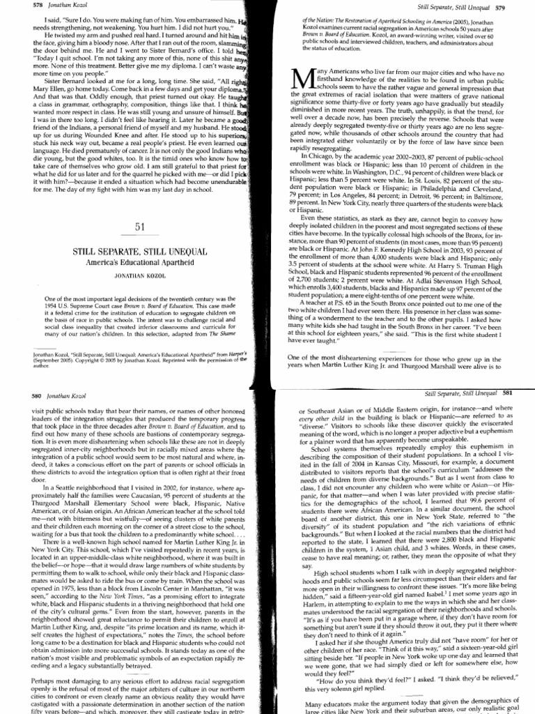 Still Separate, Still Unequal: It It | PDF | Brown V. Board Of Education | Teachers