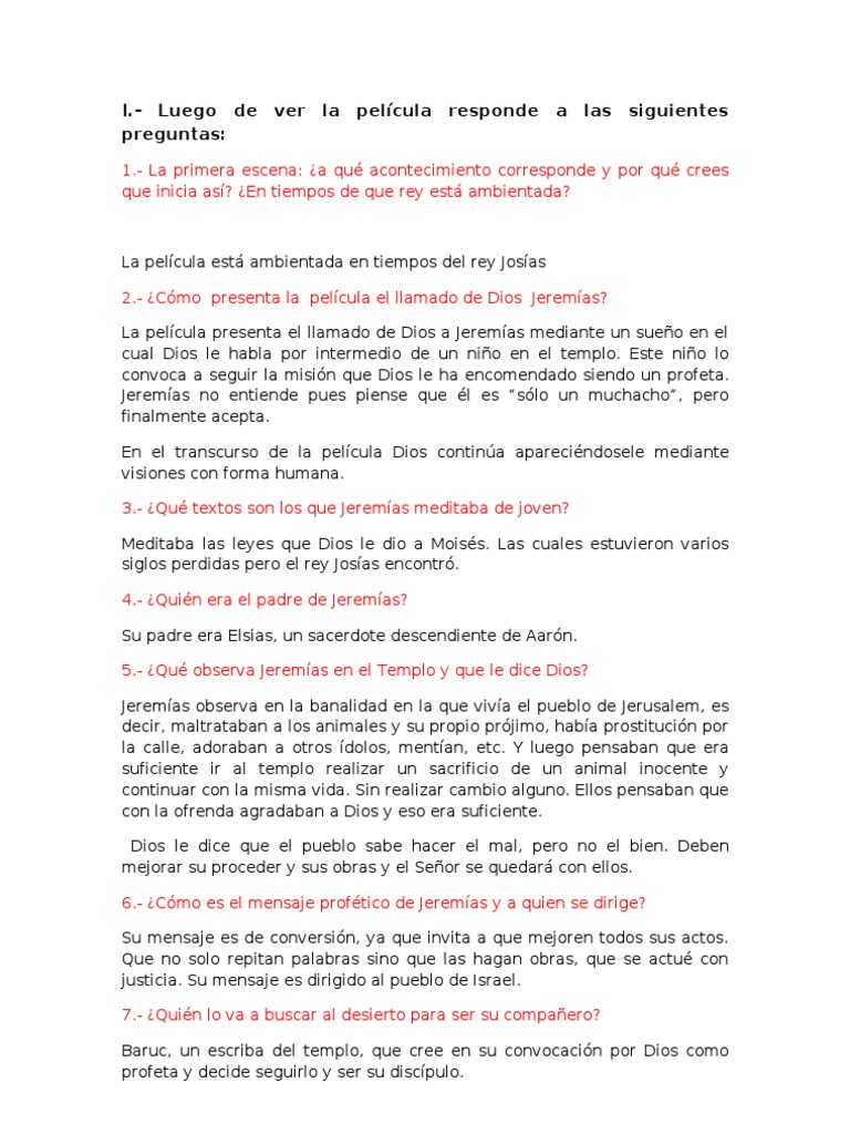 Ficha de Video Jeremías | PDF | Jeremías | Religión y creencia