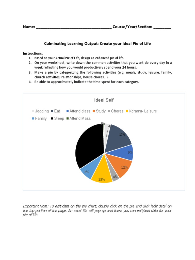 Ideal Pie of Life Planning Guide | PDF | Cognition