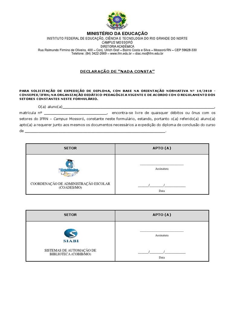 Modelo de Nada Consta | PDF