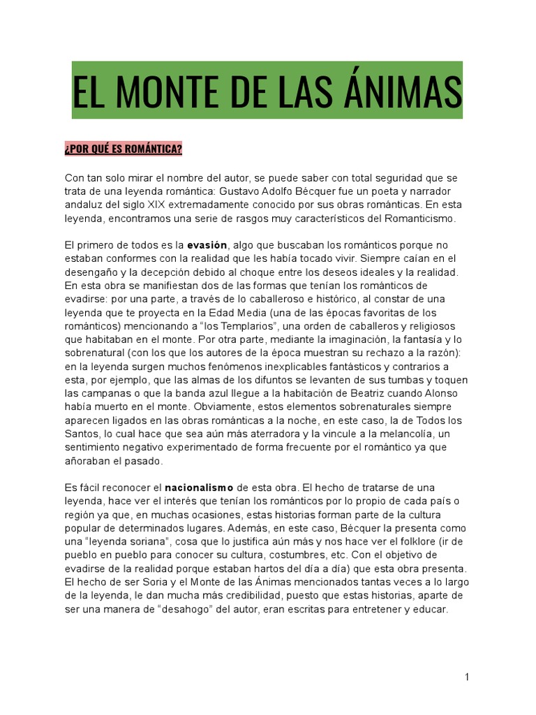 El Monte de Las Ánimas | PDF | Romanticismo | Leyendas