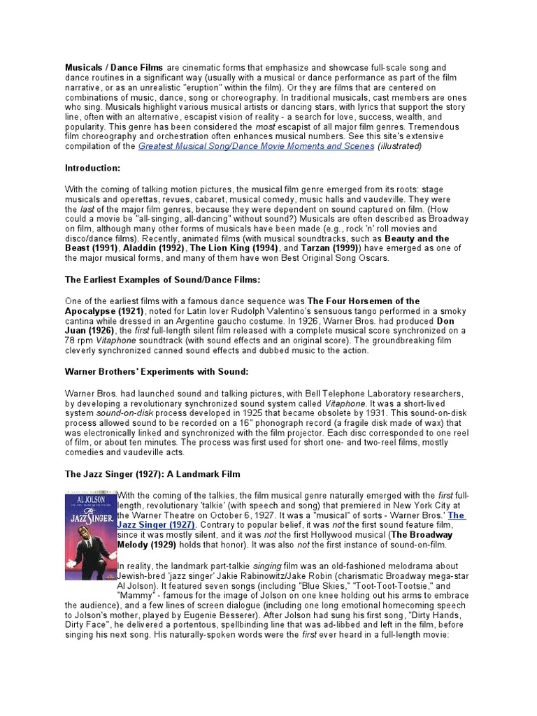 Musicals & Dance History | PDF | Musical Theatre | Entertainment
