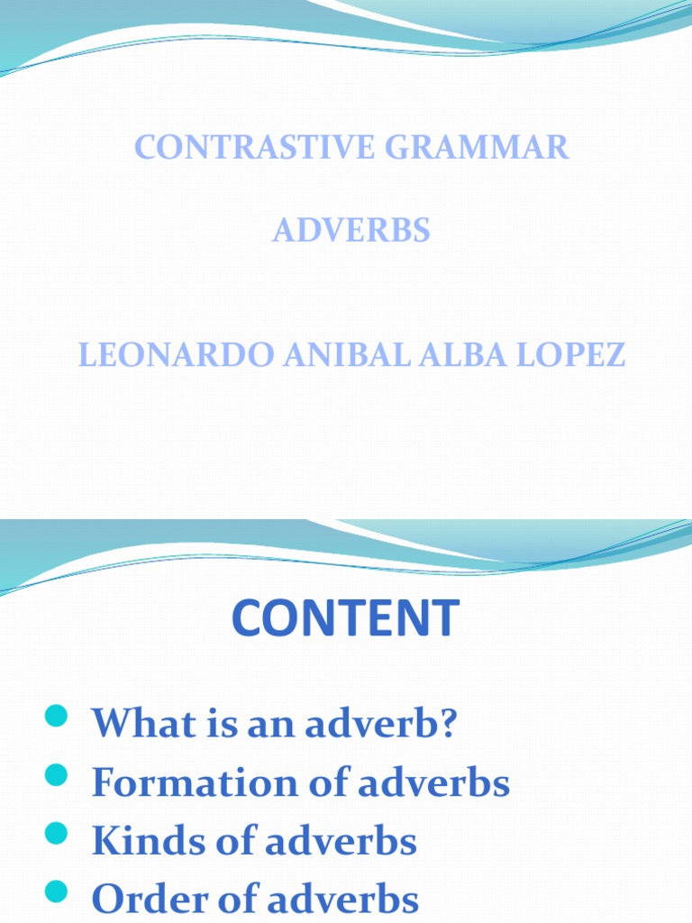 Contrastive Grammar Adverbs | PDF | Adverb | Semantics
